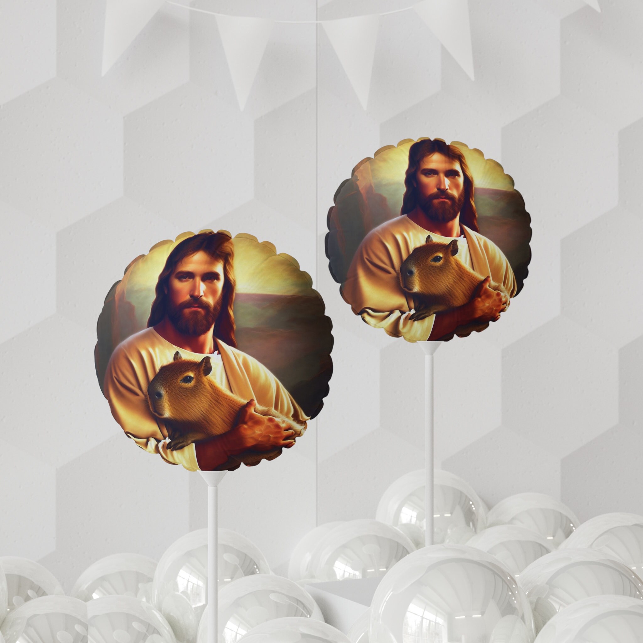 Jesus Holding Capybara Capybara Balloon round and - Etsy