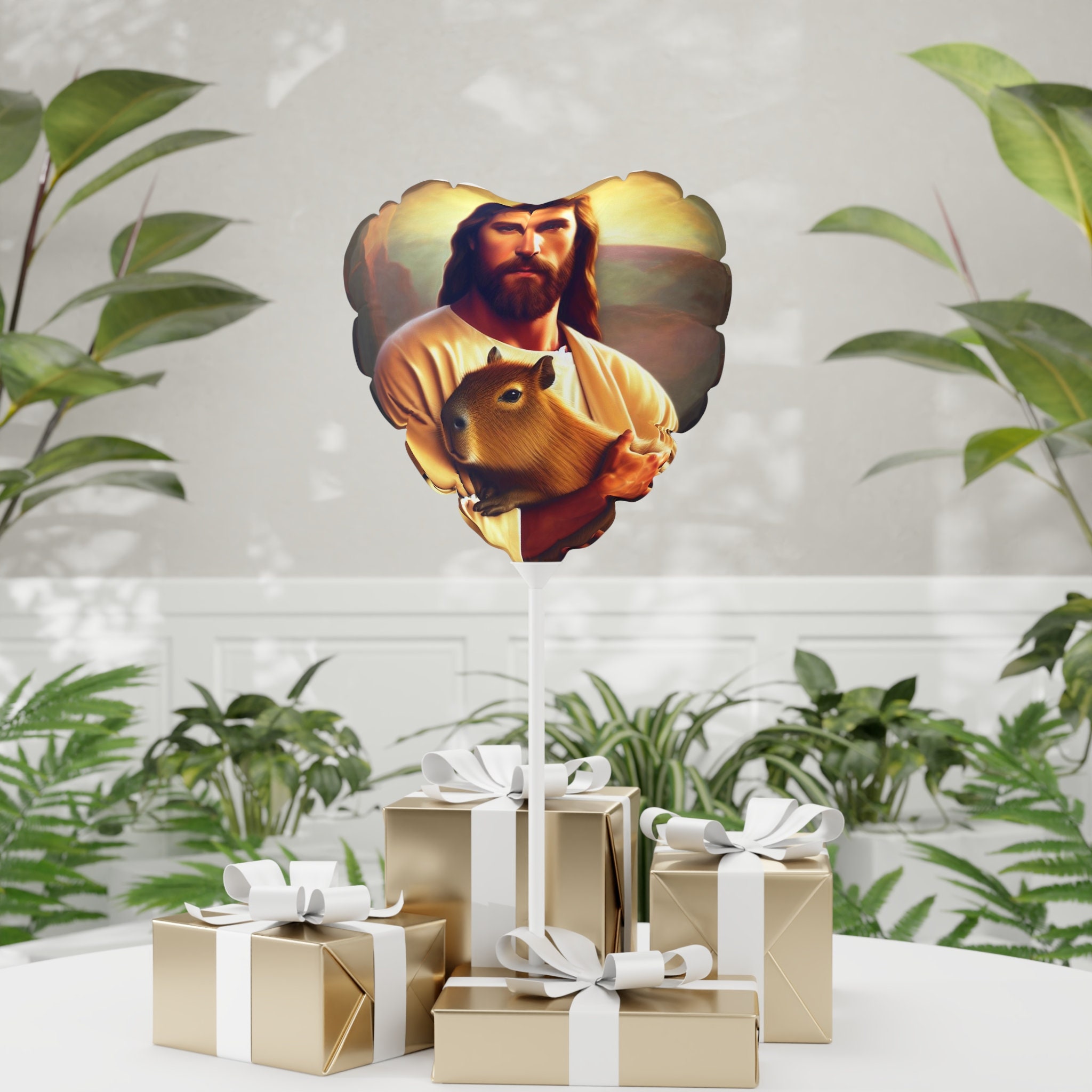 Jesus Holding Capybara Capybara Balloon round and - Etsy