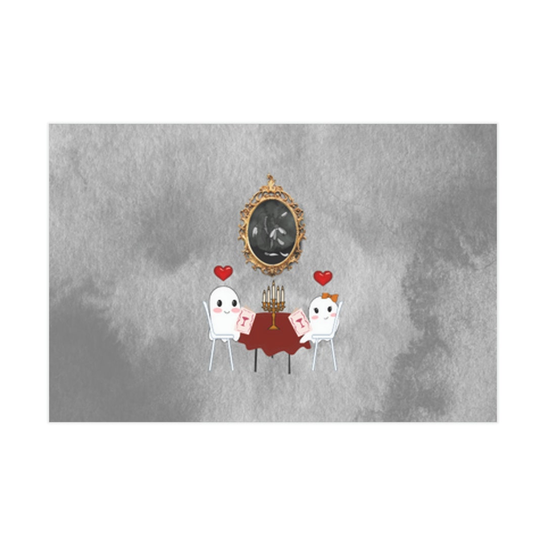 Romantic, Cute Ghosts on a Day, Day Night, Ghost in Love. Unframed ...