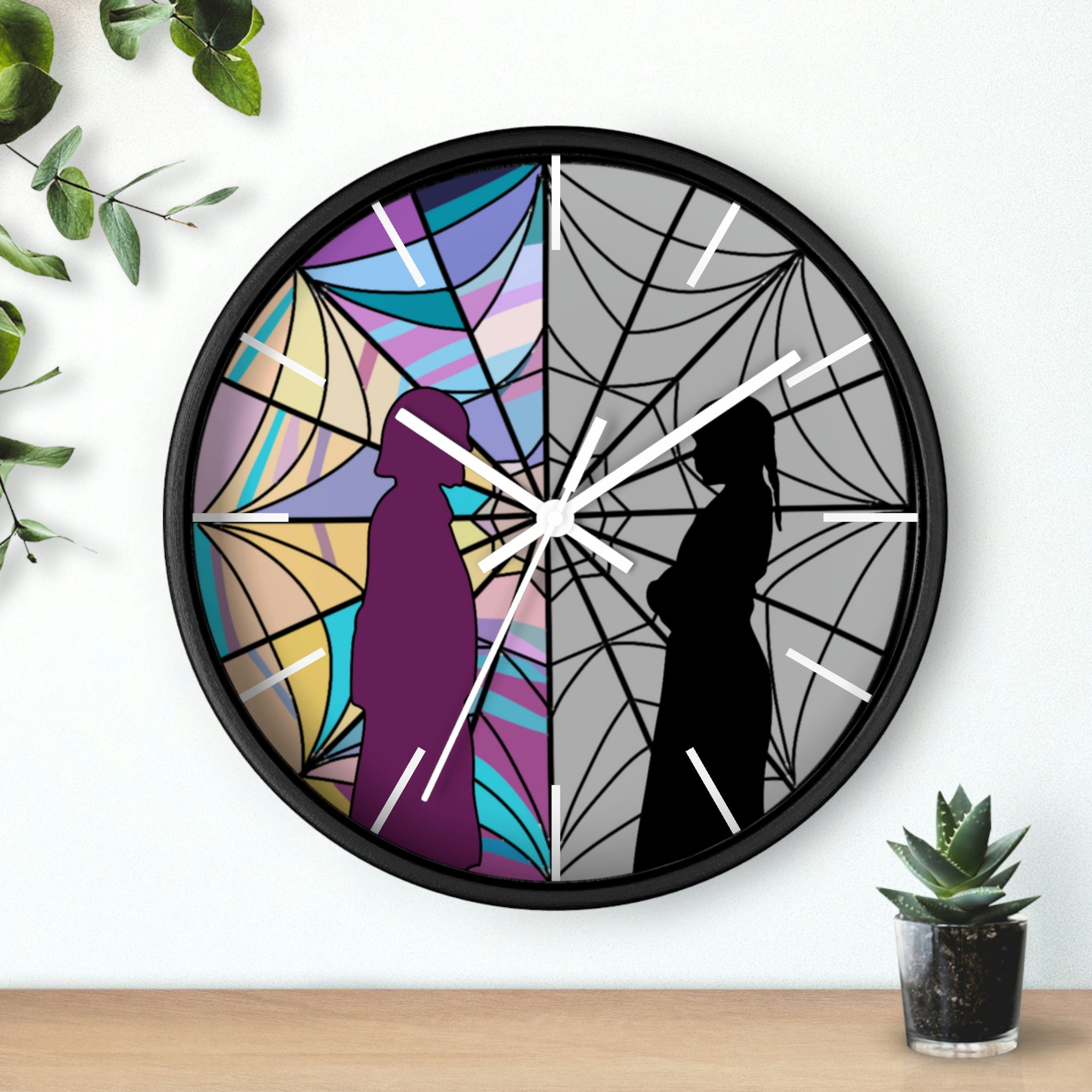 Wednesday Addams, Wednesday Addams Stained Glass, Wall clock sold by ...