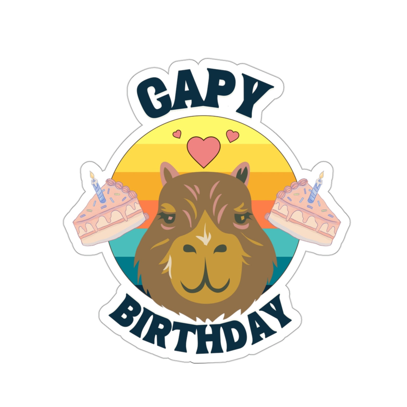 Capy Birthday, Capybara Sticker, Capybara Gift, Cute Capybara, Kiss-cut ...
