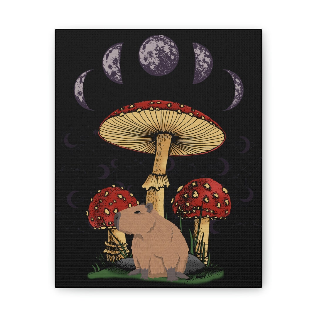 Capybara Canvas Stretched, Capybara Art, Capybara Gift, Capybara, Moon ...
