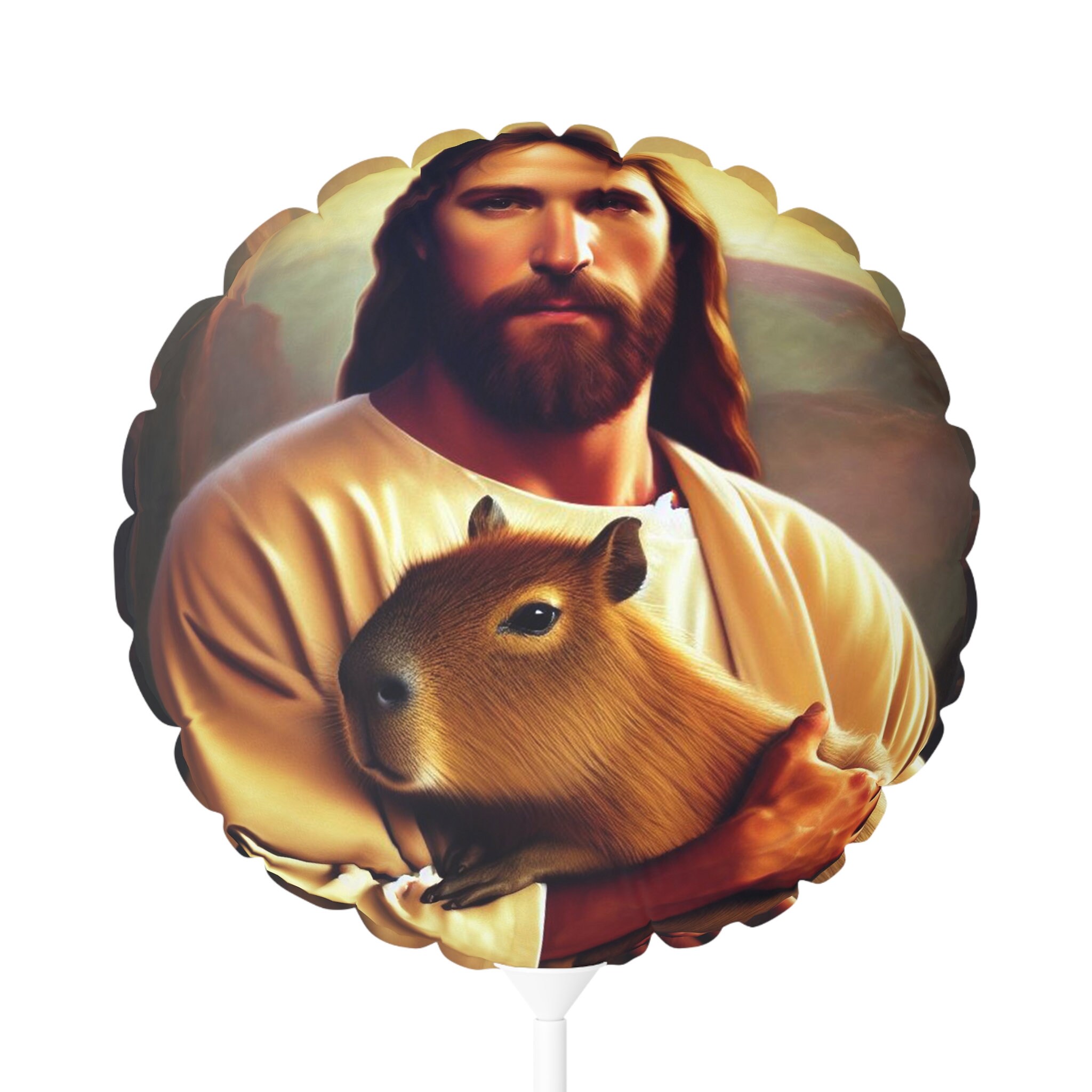 Jesus Holding Capybara Capybara Balloon round and - Etsy