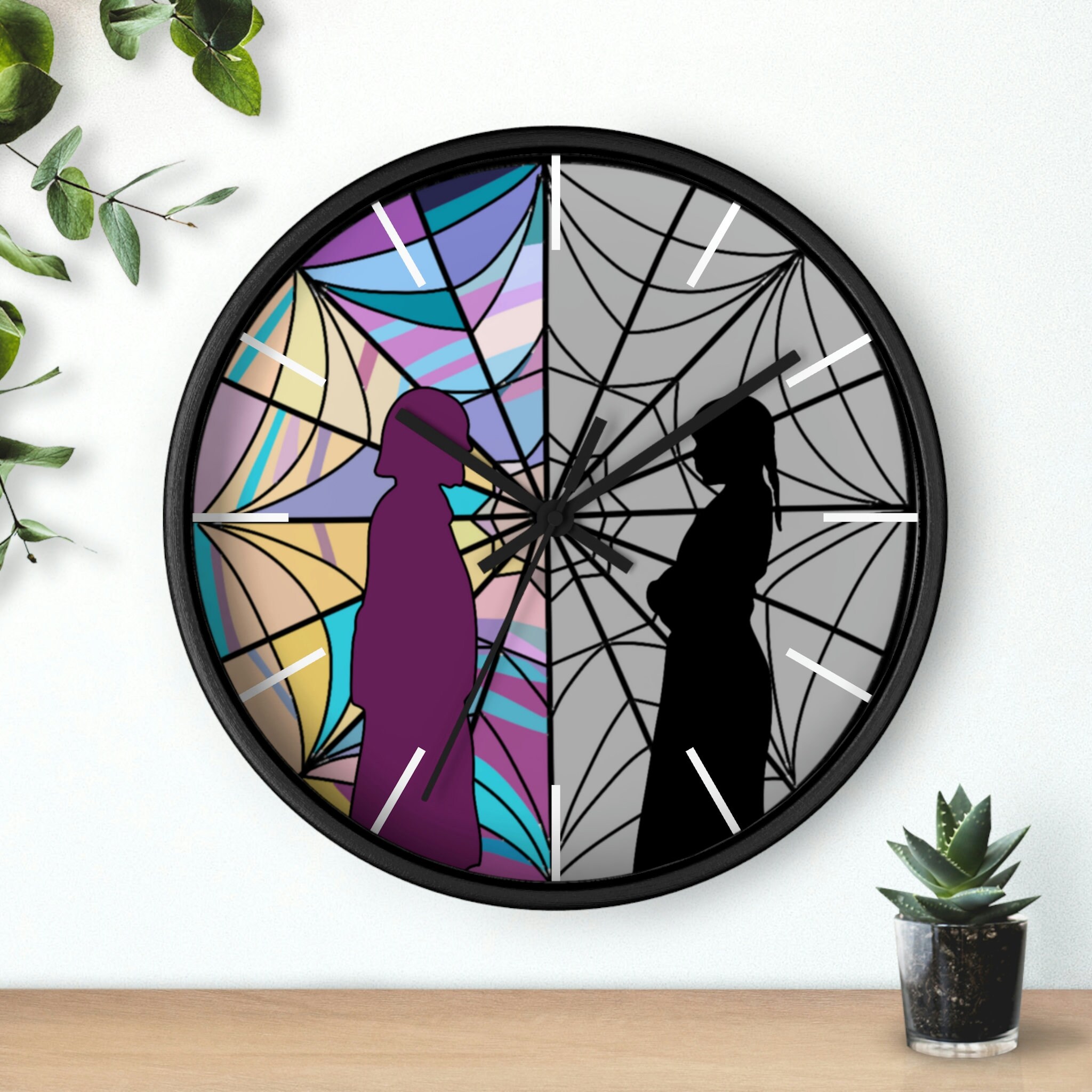 Wednesday Addams, Wednesday Addams Stained Glass, Wall clock sold by ...