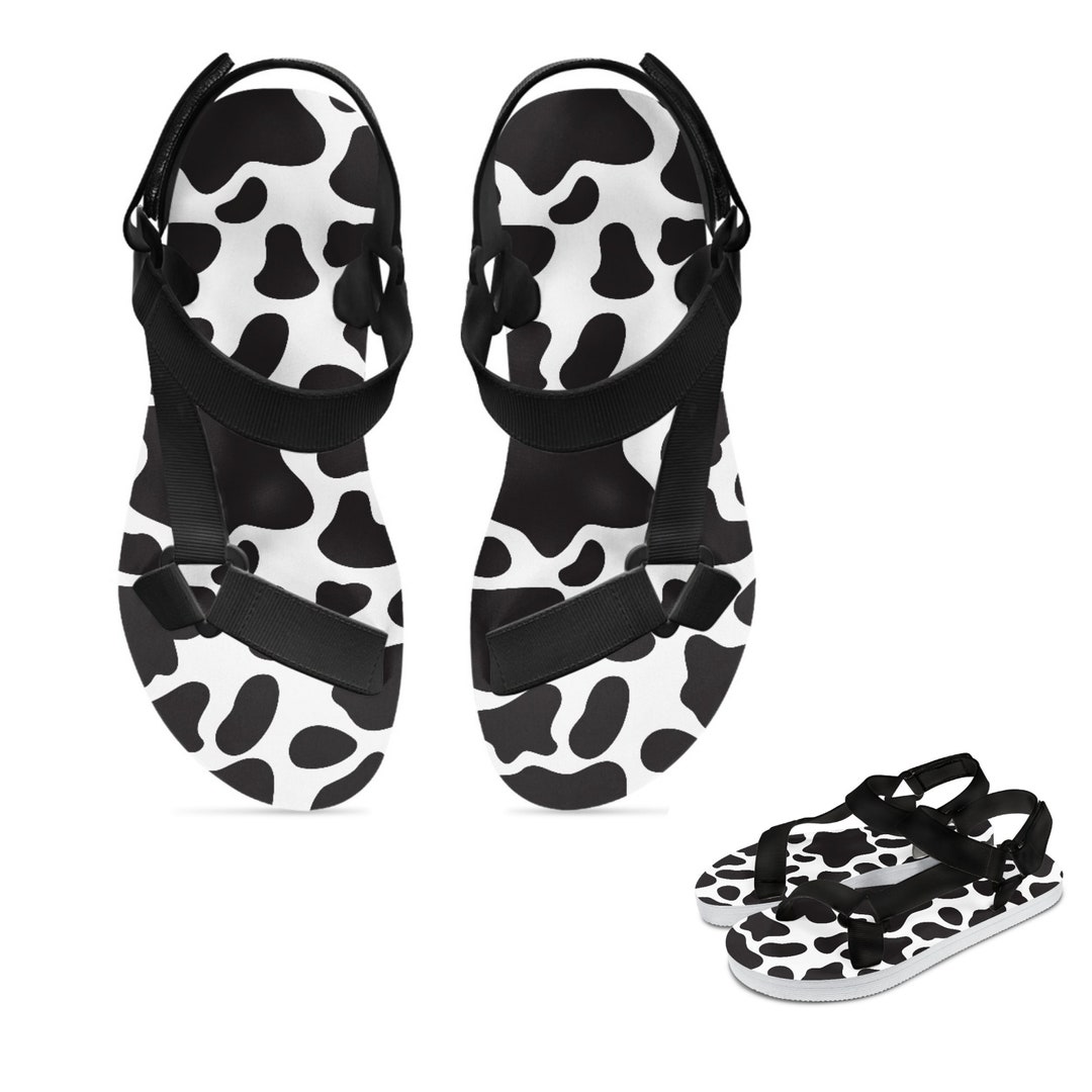 Cow Print Sandals Cow Pattern Shoes Cow Print Summerwear - Etsy