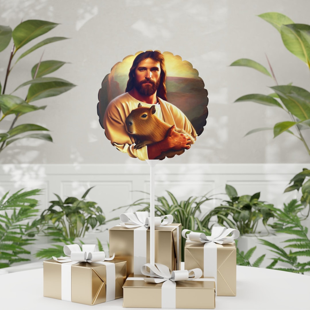 Jesus Holding Capybara Capybara Balloon round and - Etsy