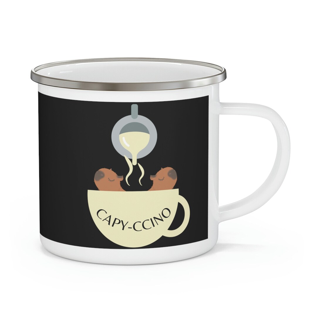 Capy-ccino, Capybara, Capy, Cute Capybaras Enamel Camping Mug - Etsy