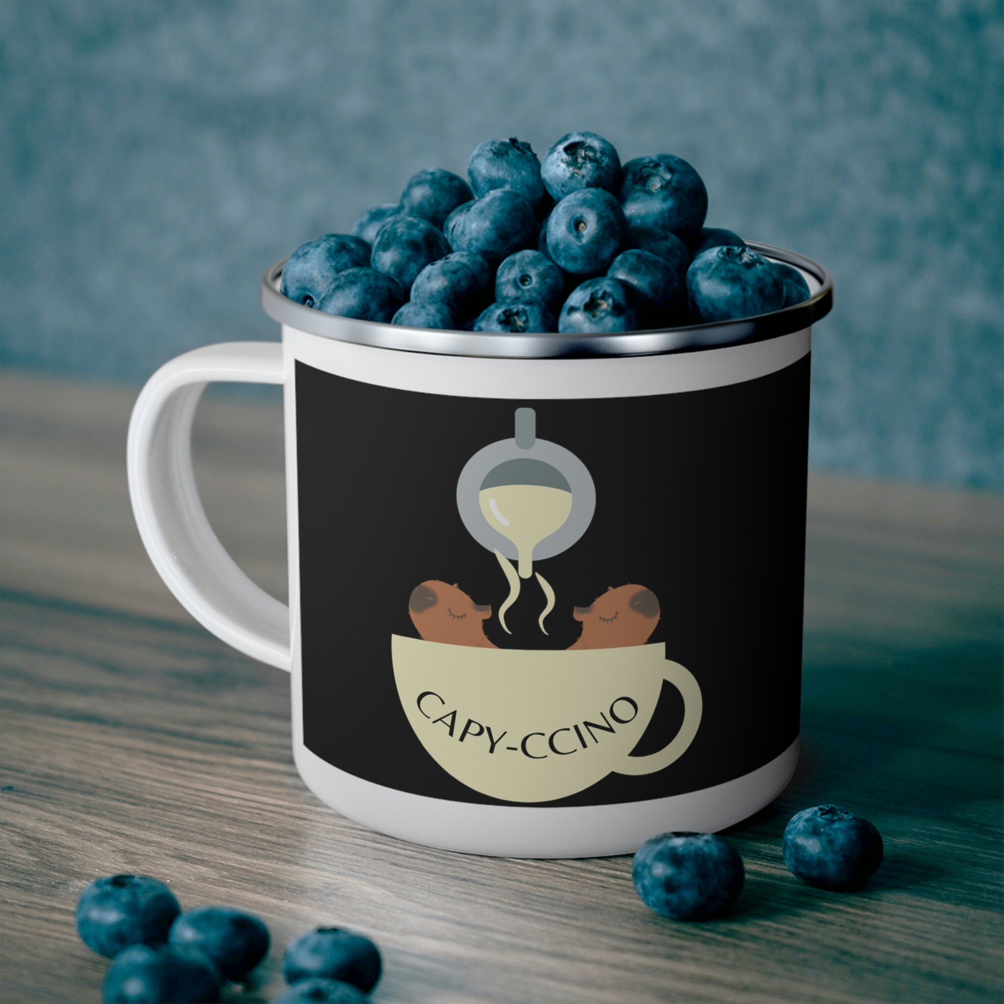 Capy-ccino, Capybara, Capy, Cute Capybaras Enamel Camping Mug - Etsy