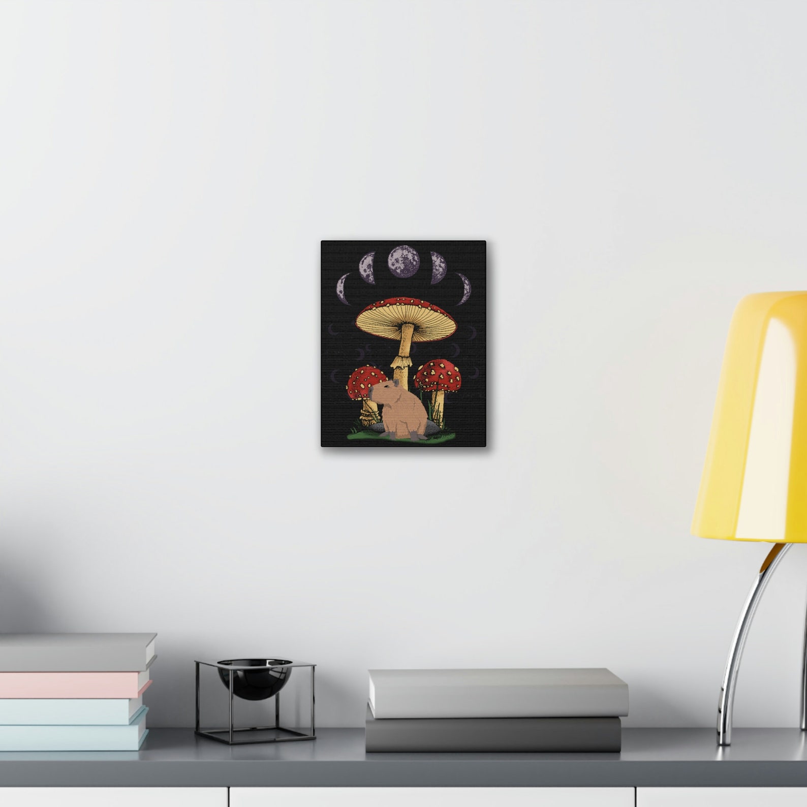 Capybara Canvas Stretched, Capybara Art, Capybara Gift, Capybara, Moon ...