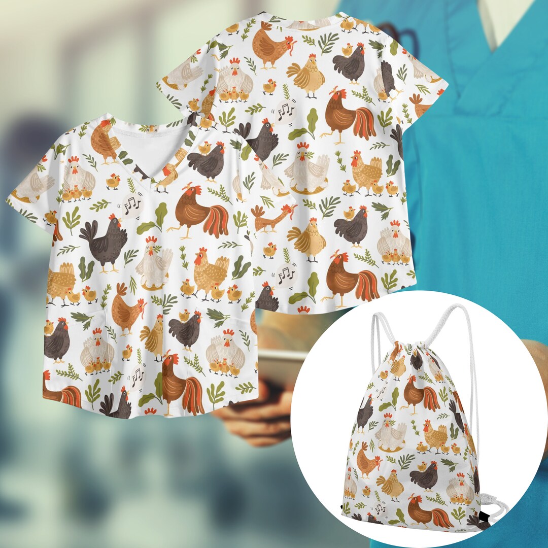 Chicken Pattern Nursing Scrubs, Hospital Scrubs, Healthcare Scrubs ...