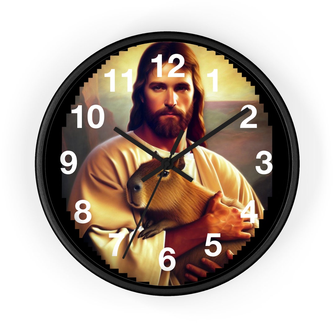 Capybara Wall Clock, Jesus Holding Capybara - Etsy UK
