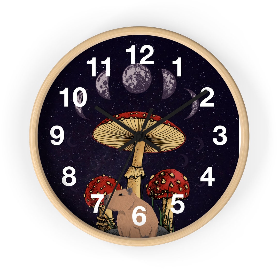 Capybara Wall Clock Moon Phase Mushrooms Capybara Gift - Etsy