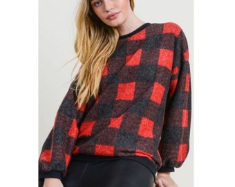 Buffalo Check Sweater - Etsy
