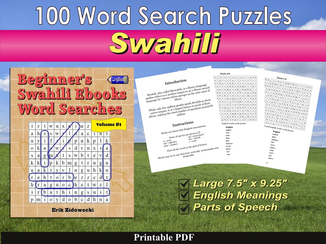 Beginner's Swahili Ebook Word Searches - Etsy