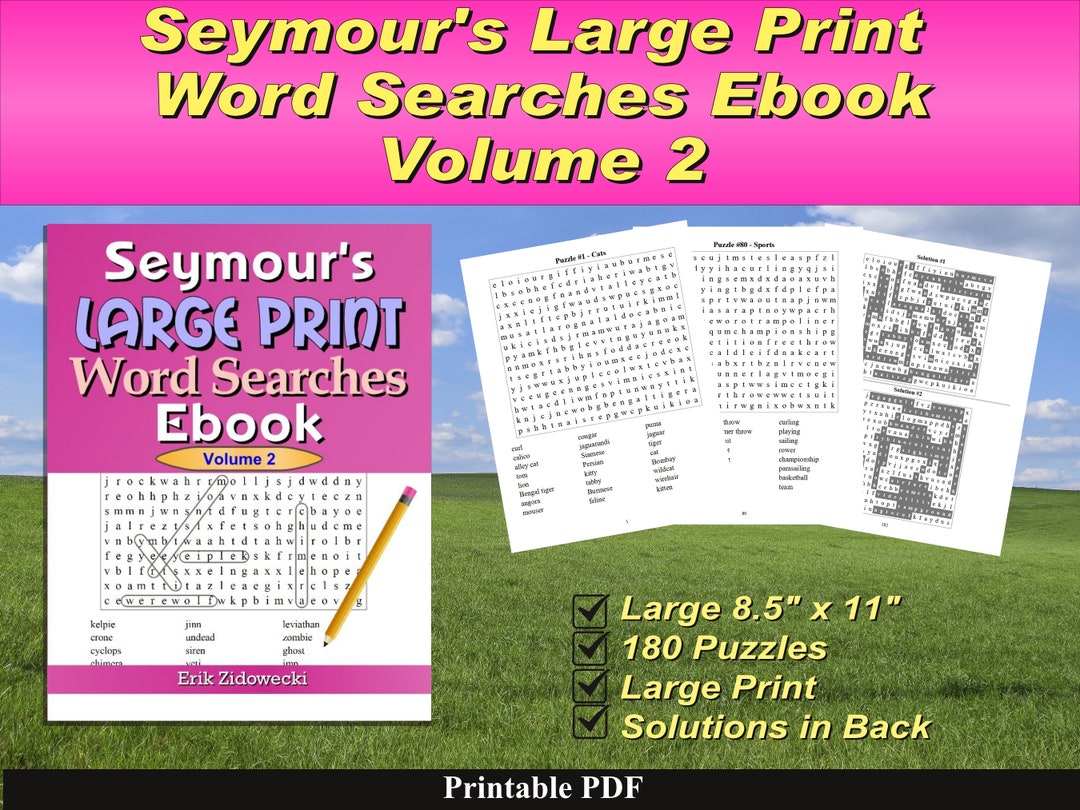 Seymour's Large Print Word Searches Ebook - Volume 2 - Etsy