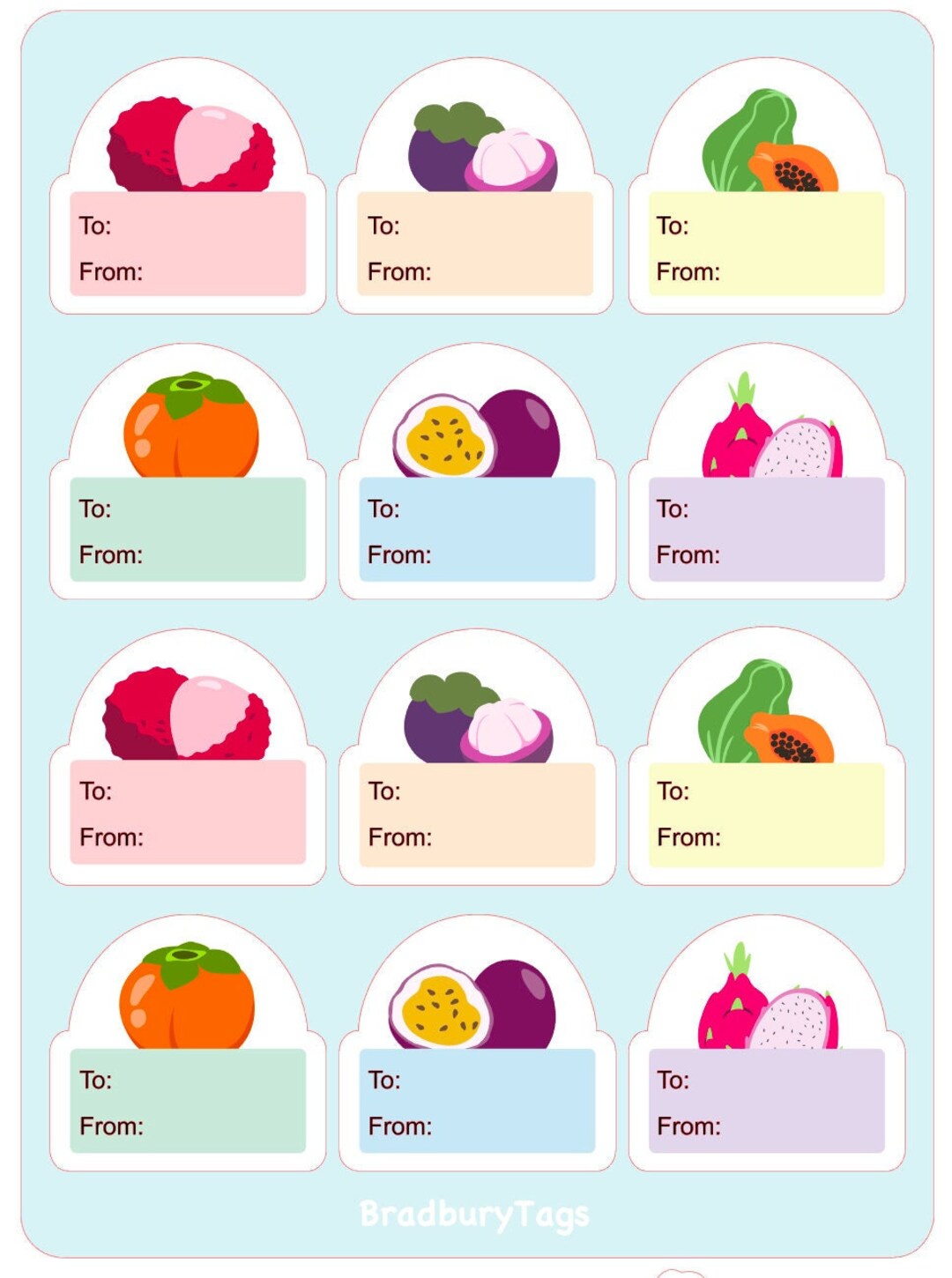 Custom Cute Fruit Gift Labels Cute Minimalist Asian Fruits Gift Tags - Etsy