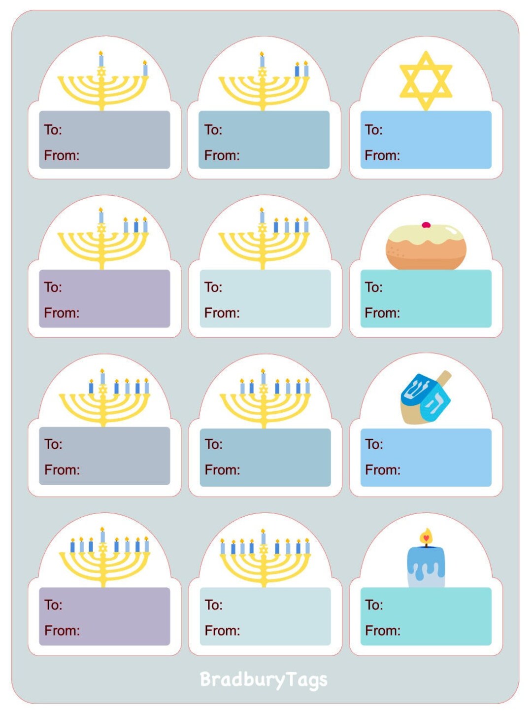 HANUKKAH TAG, CUSTOM Die Cut, Personalized Labels, Glossy Vinyl Finish ...