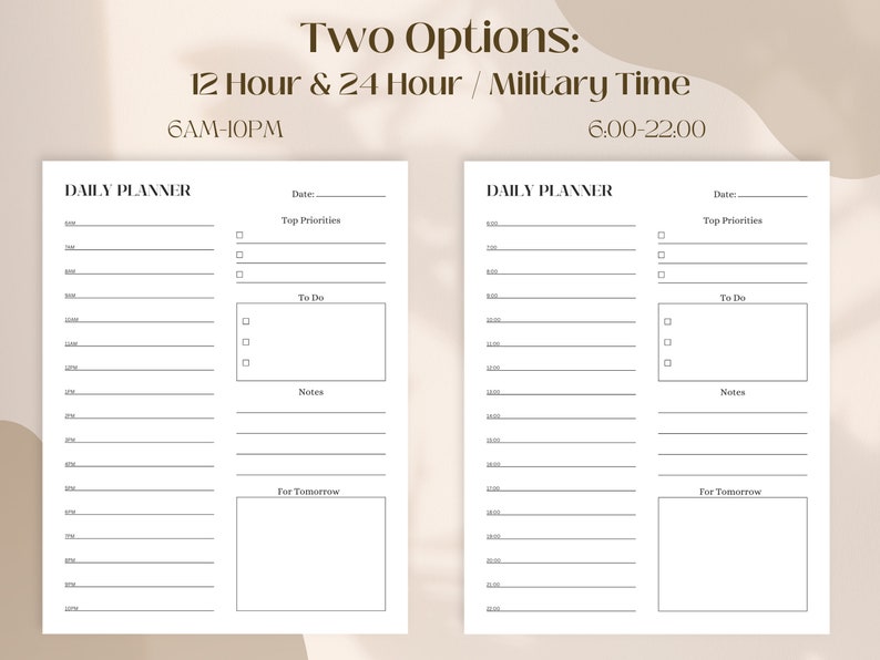 Hourly Planner Printable, Minimalist Daily Schedule, A4/a5/letter, 12hr ...