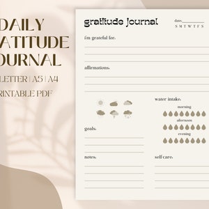 Daily Gratitude Journal Printable, A4/A5/US Letter, Mindfulness Planner ...