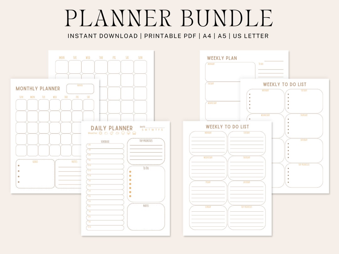 Printable Boho Planner Bundle, Daily Weekly Monthly Planner, to Do List ...