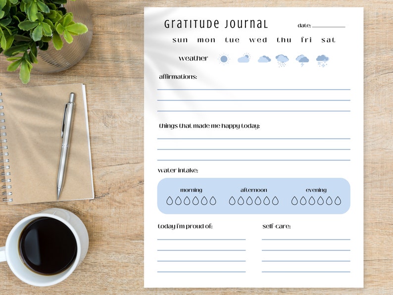 Daily Gratitude Journal Printable A4/A5/US Letter - Etsy