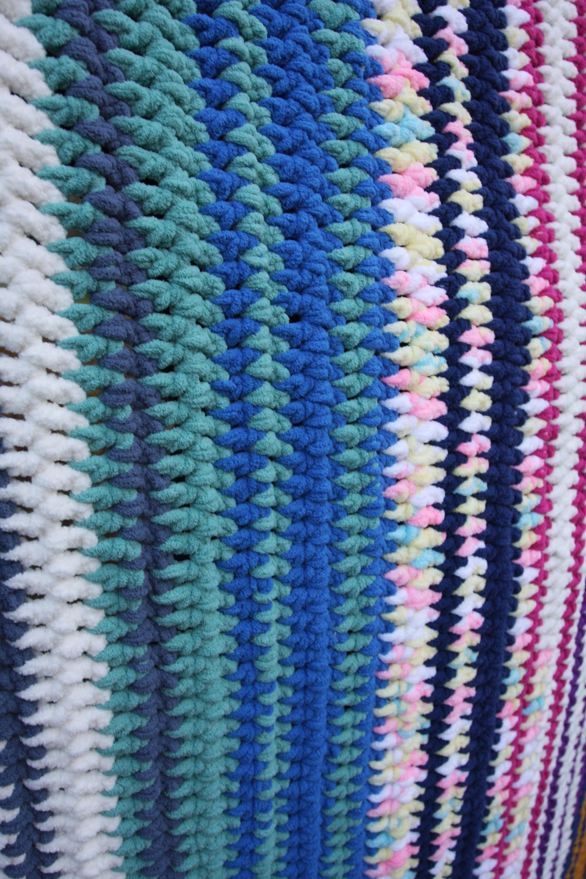 Random Striped Crochet Blanket - Etsy