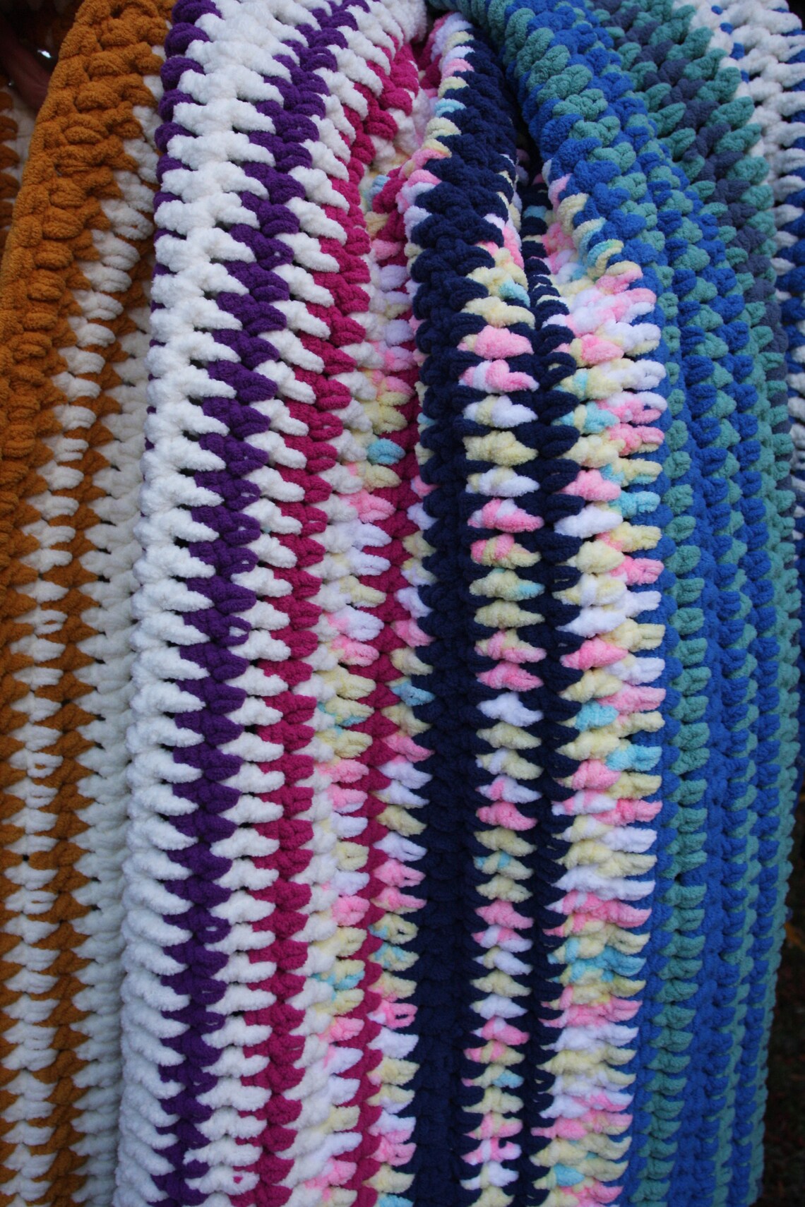 Random Striped Crochet Blanket - Etsy
