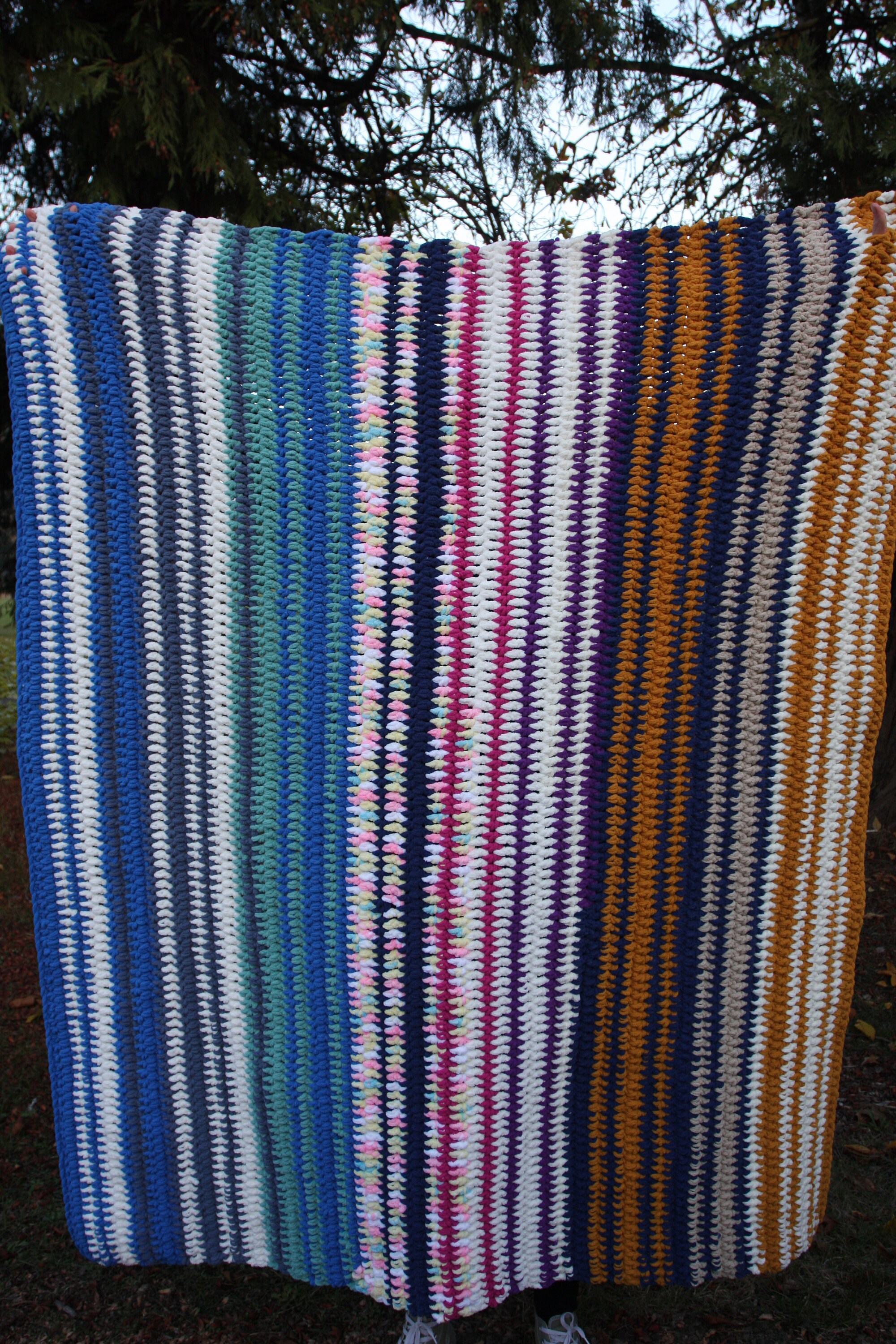 Random Striped Crochet Blanket - Etsy