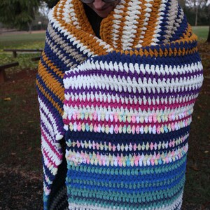 Random Striped Crochet Blanket - Etsy
