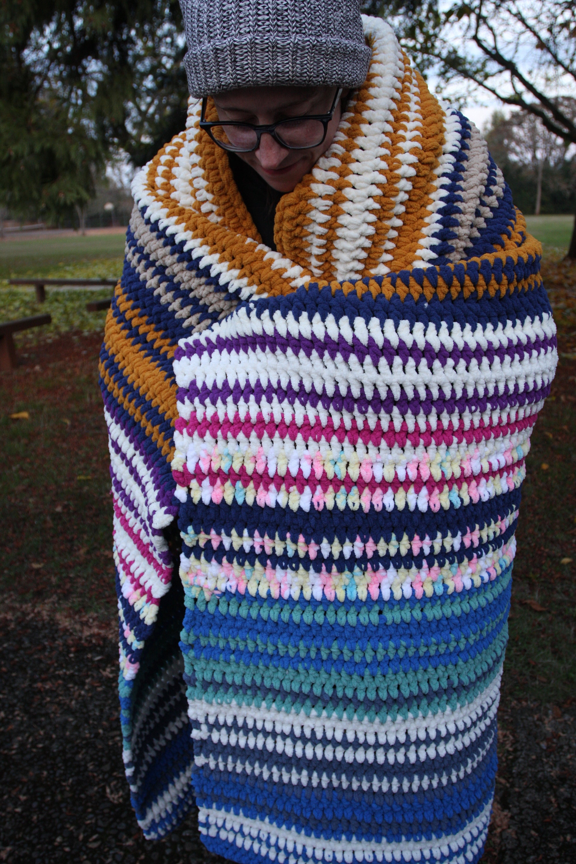 Random Striped Crochet Blanket - Etsy