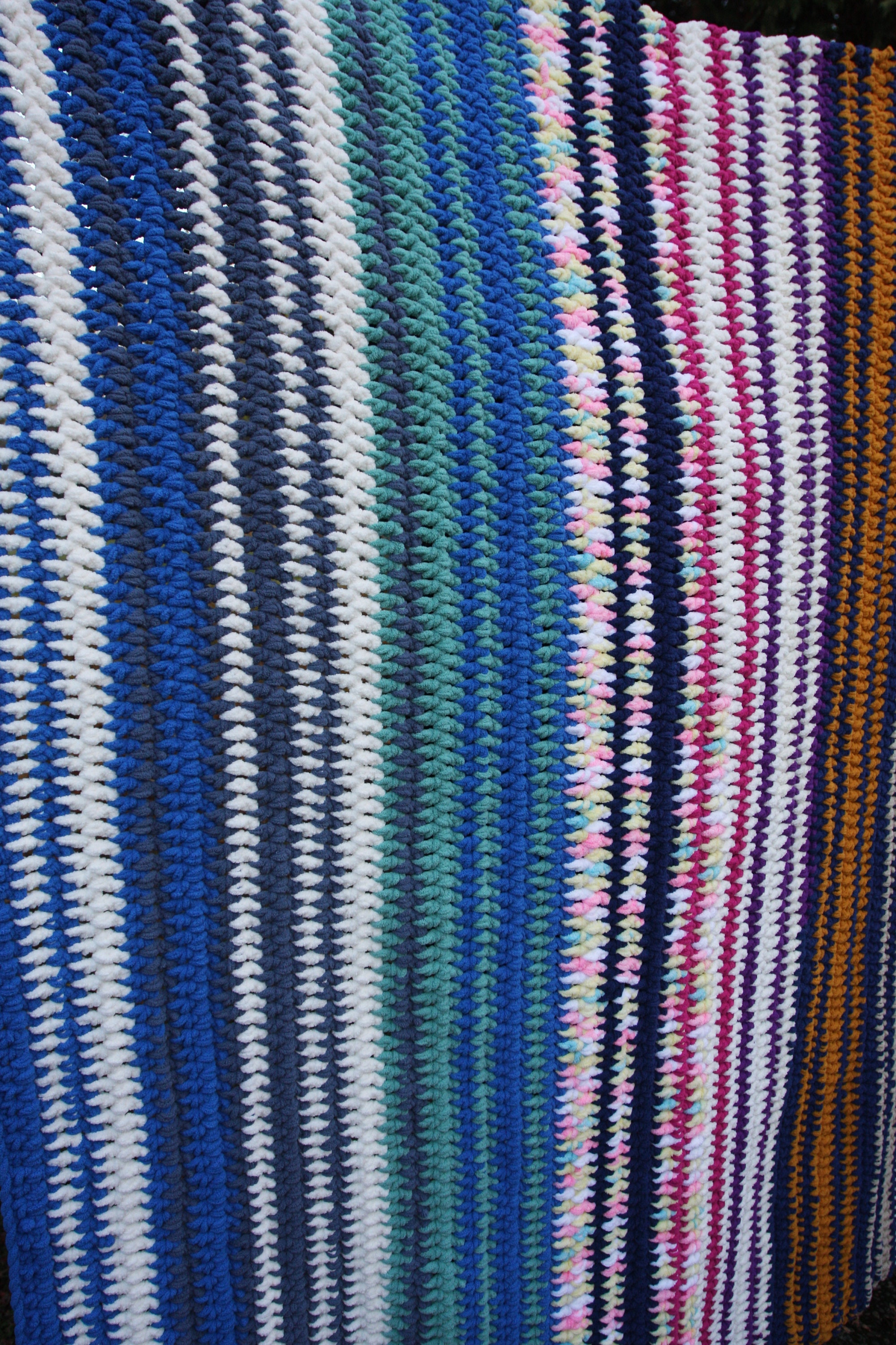 Random Striped Crochet Blanket - Etsy