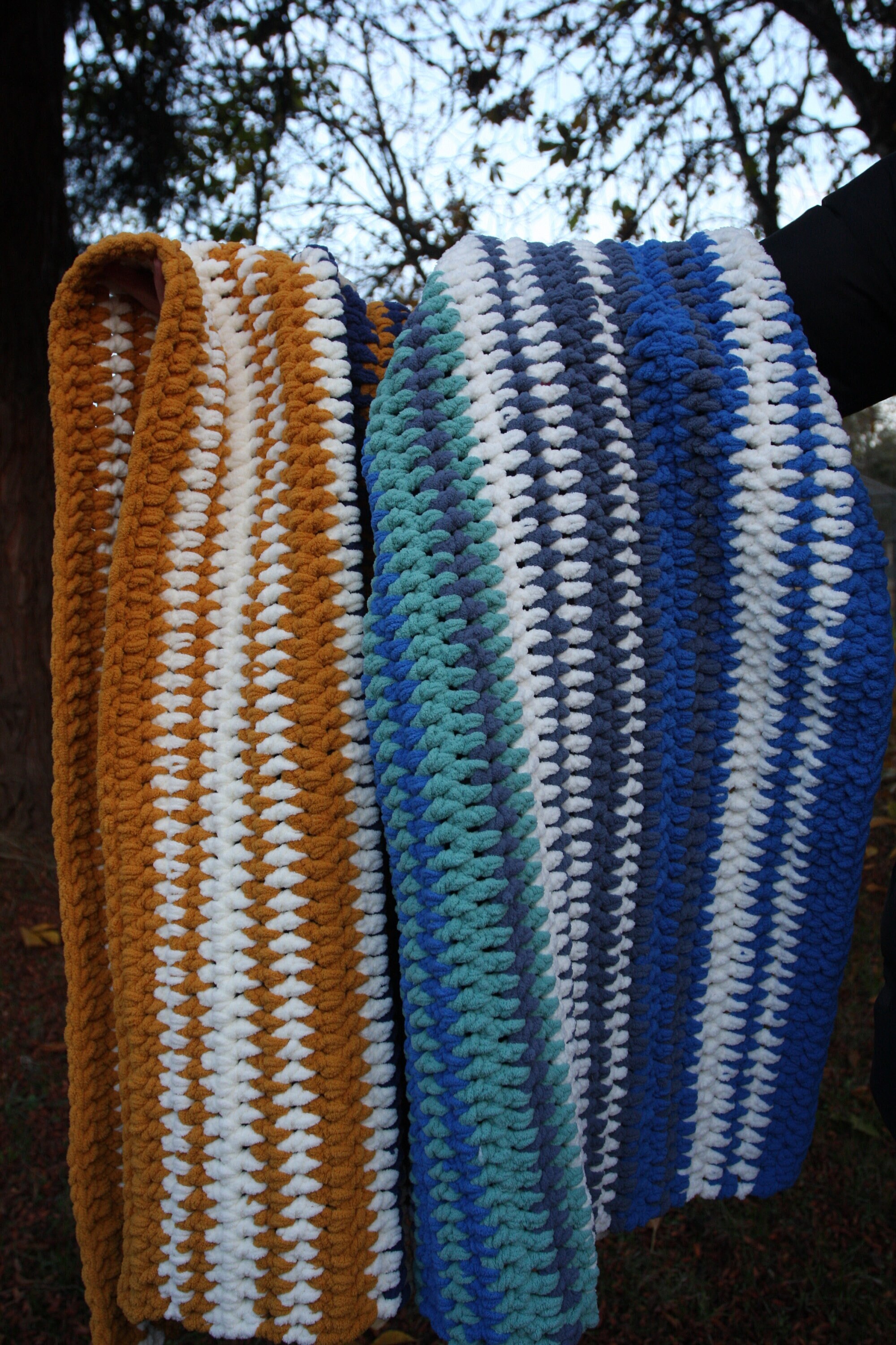 Random Striped Crochet Blanket - Etsy