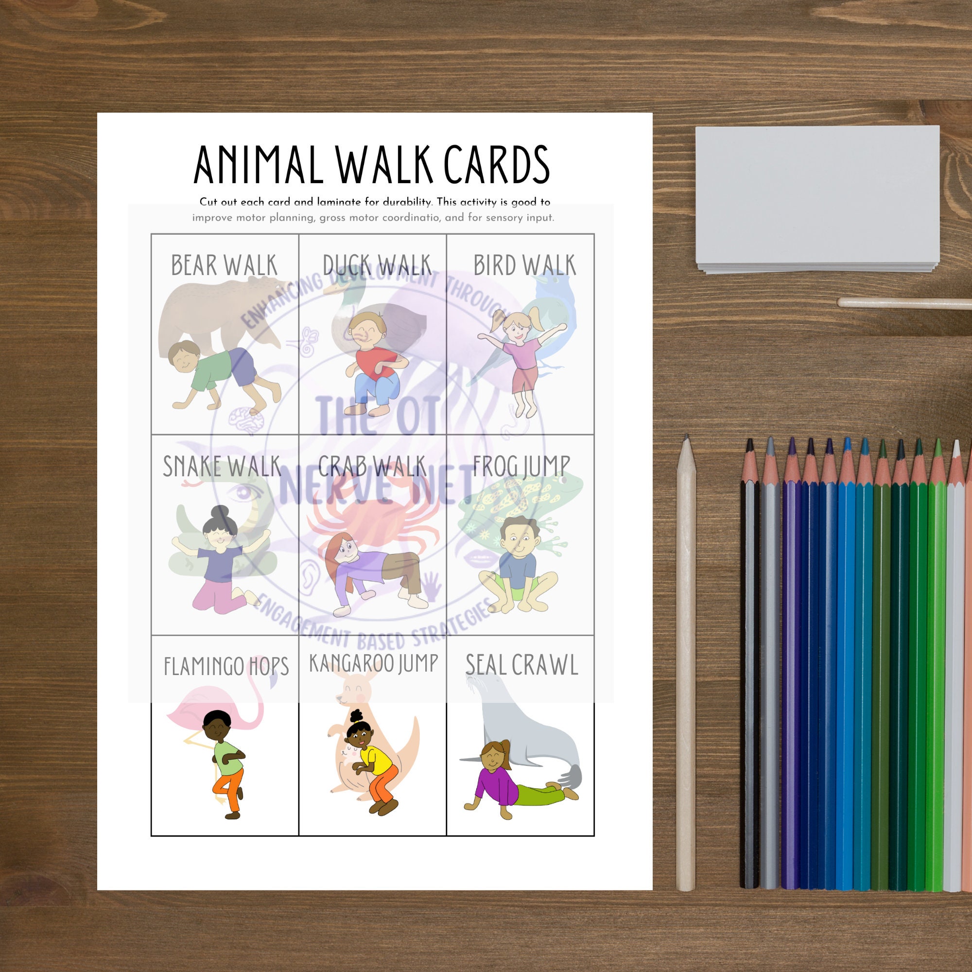 Animal Walk Gross Motor Game Cards for Kids Occupational Therapy ...