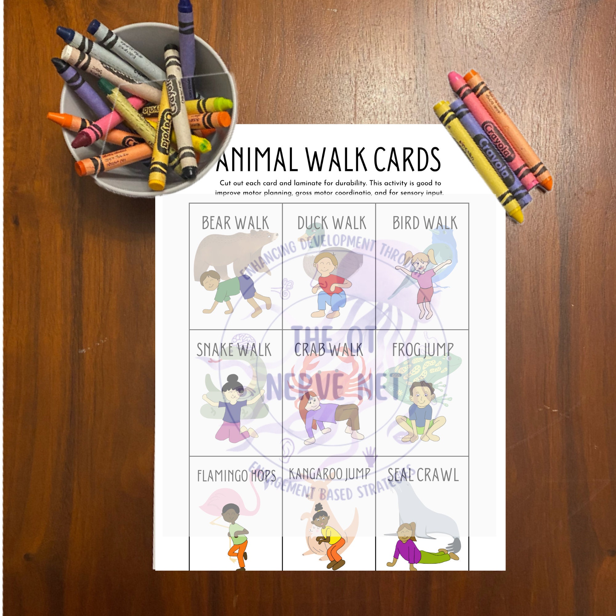 Animal Walk Gross Motor Game Cards for Kids Occupational Therapy ...