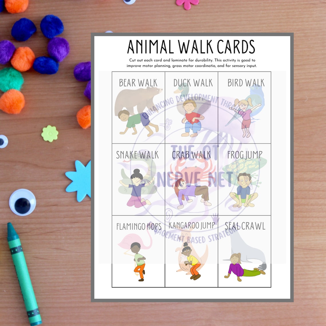 Animal Walk Gross Motor Game Cards for Kids Occupational Therapy ...