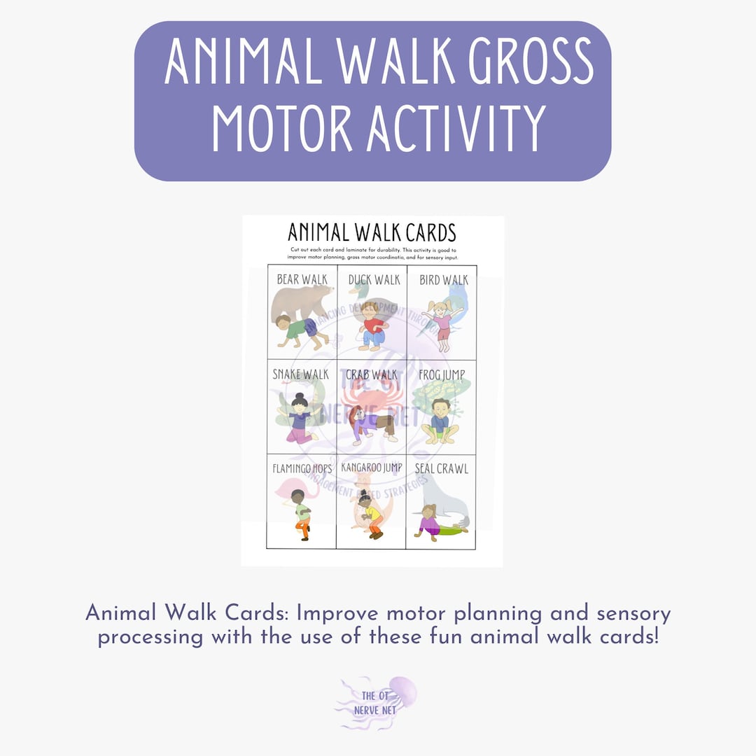Animal Walk Gross Motor Game Cards for Kids Occupational Therapy ...