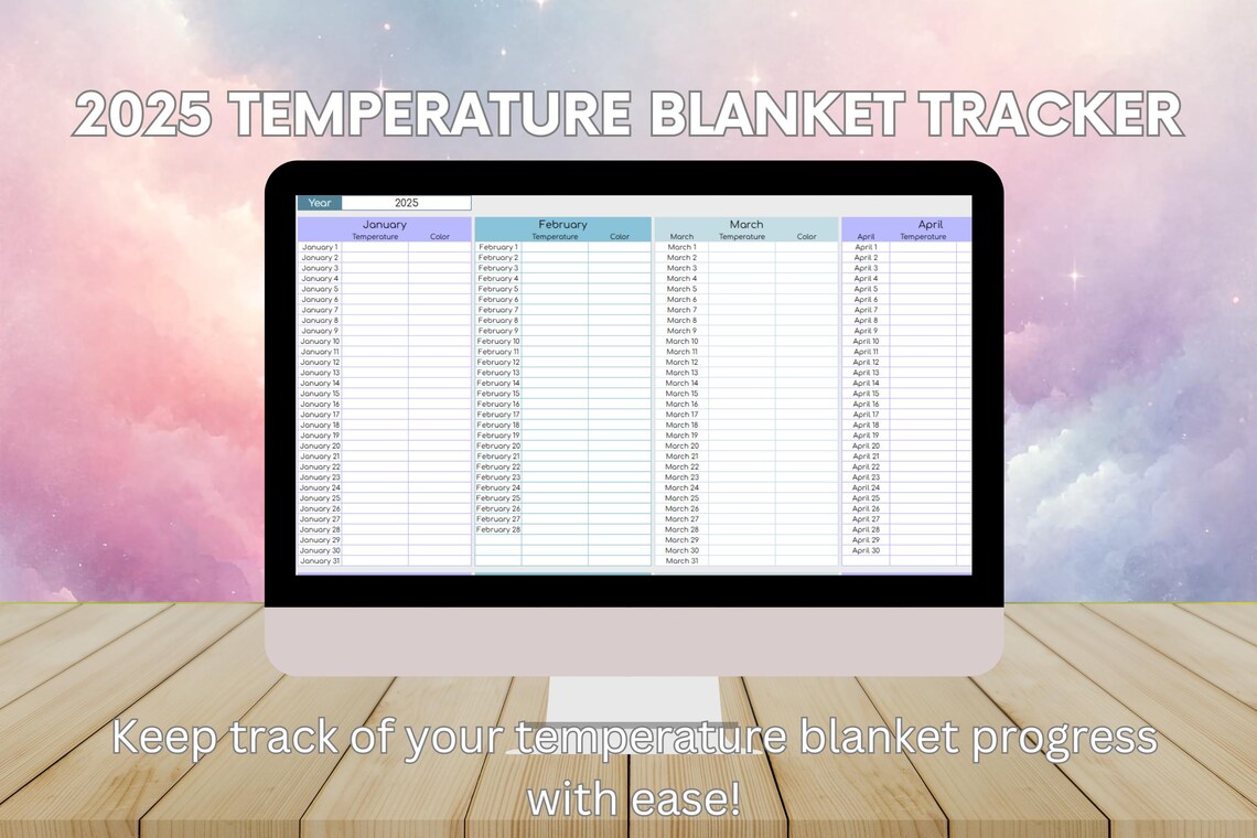 2025 Temperature Blanket Tracker Spreadsheet - Customizable Color ...