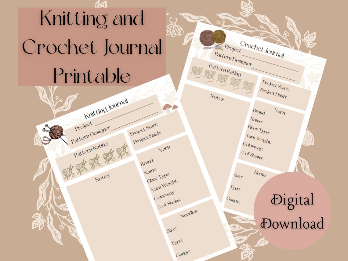 Knitting Journal Printable | Crochet Journal Printable | Knitting and ...