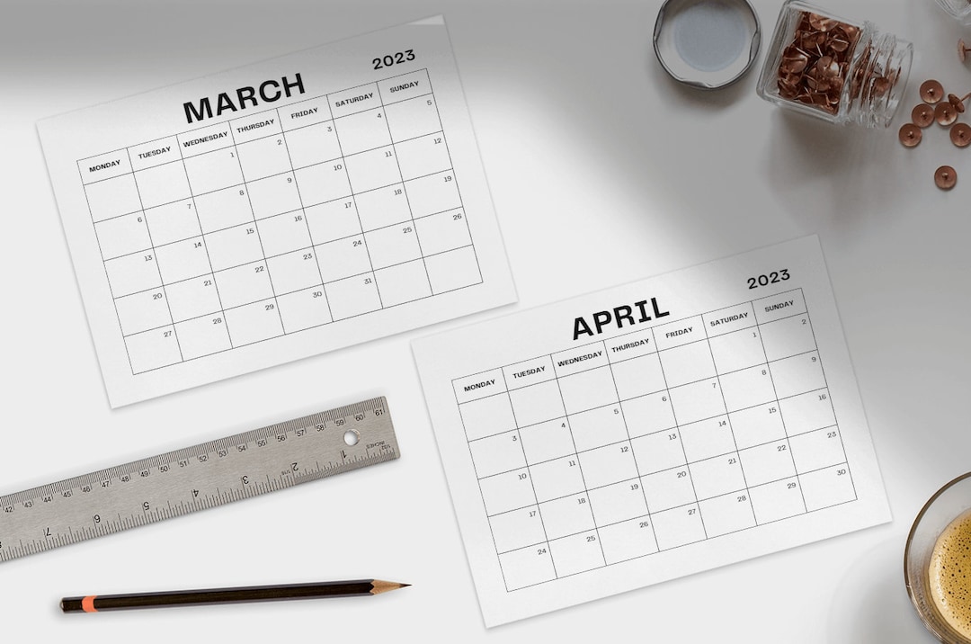 Minimalist Monthly 2023 Calendar, Landscape Calender, Printable & PDF ...