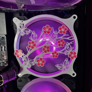 Sakura Butterfly Branch Colored Petals - Gaming Computer Fan Shroud ...