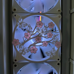 Sakura Butterfly Branch Colored Petals - Gaming Computer Fan Shroud ...