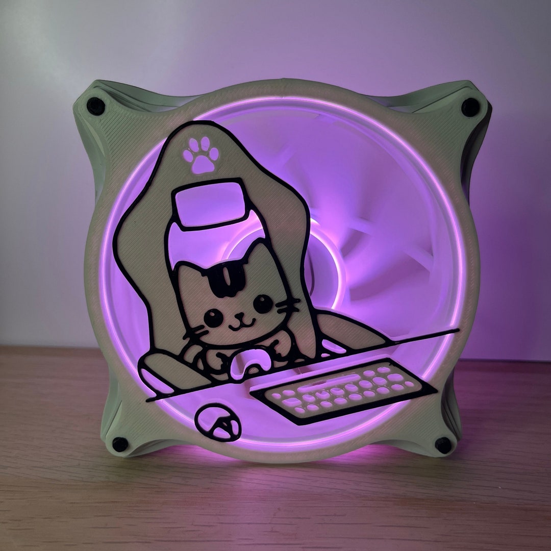 Gaming Kitty RGB Gaming Computer Fan Shroud/ Grill /cover Custom 3D ...