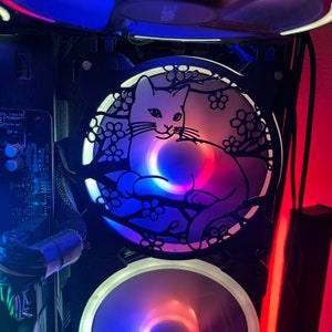 Cat on Sakura Tree - RGB Gaming Computer Fan Shroud/ Grill /cover ...