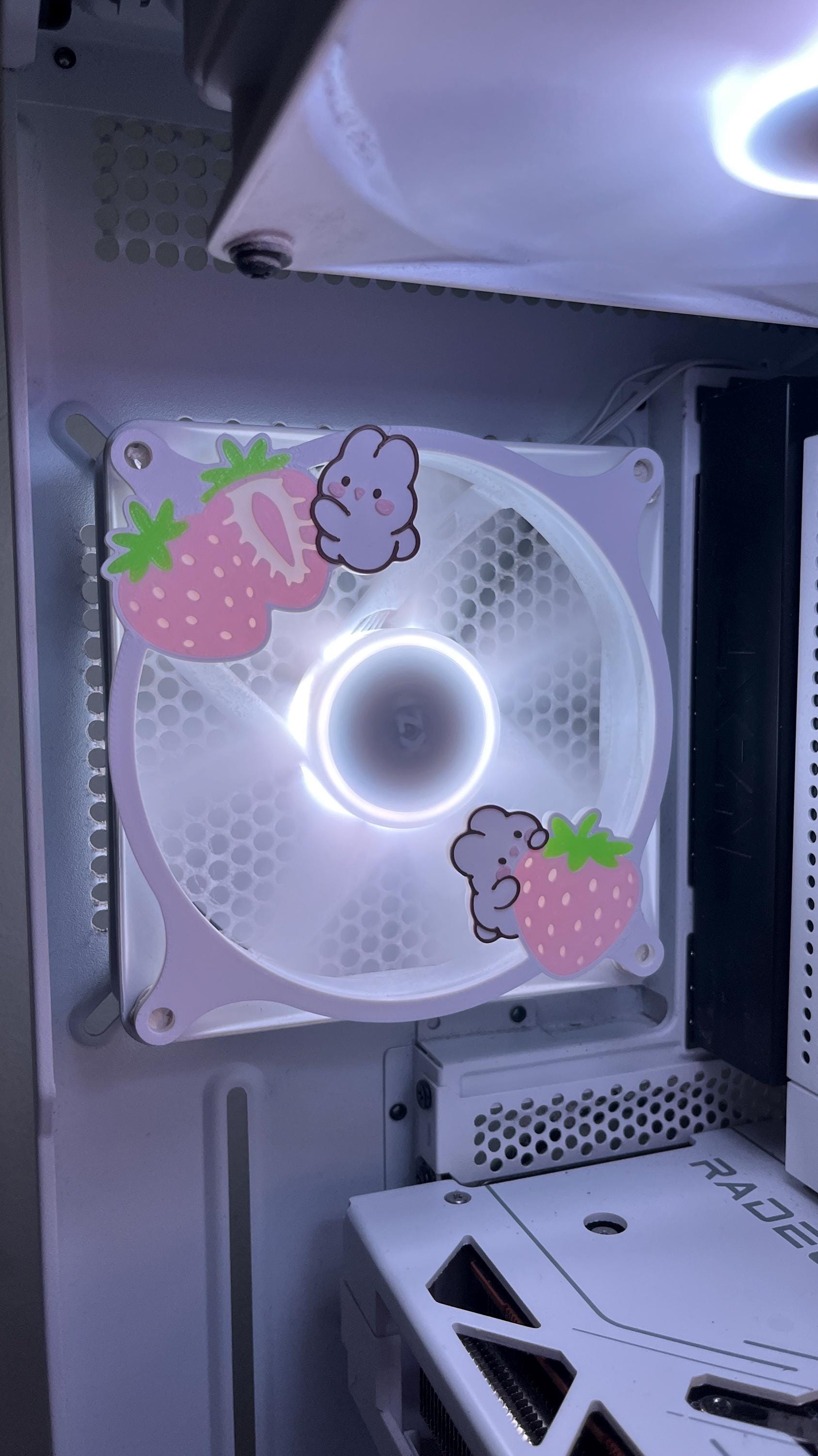 Bunnies Strawberries - Gaming Computer Fan Shroud/ Grill /cover - 120mm ...