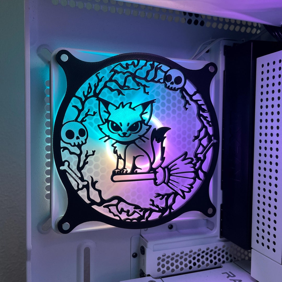 Spooky Kitty - RGB Gaming Computer Fan Shroud/ Grill /cover - Custom 3D ...