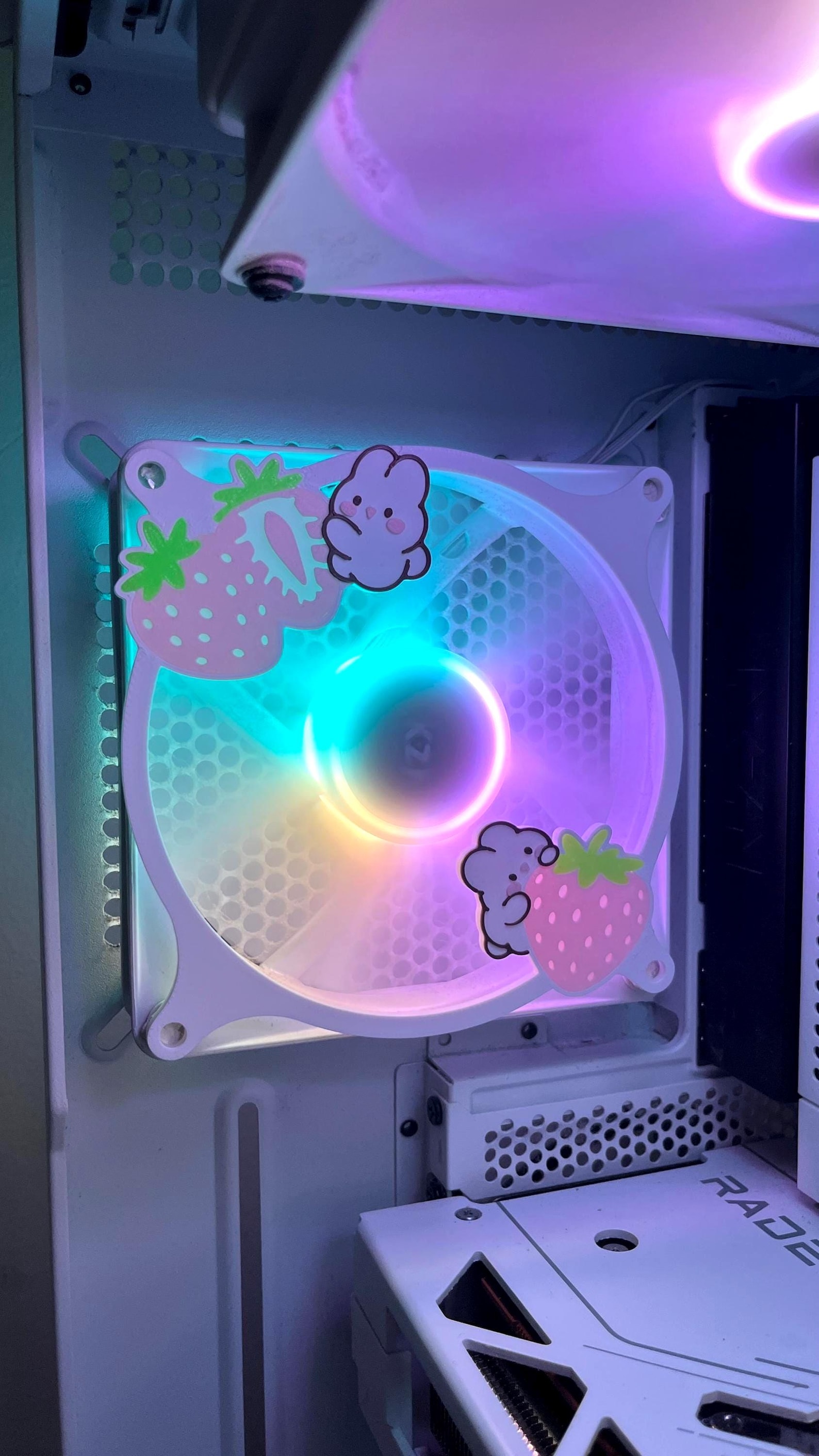 Bunnies Strawberries - Gaming Computer Fan Shroud/ Grill /cover - 120mm ...