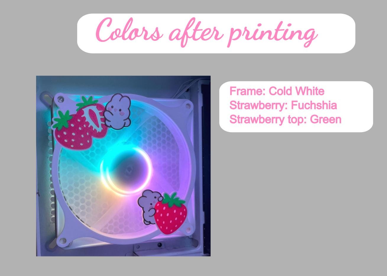 Bunnies Strawberries - Gaming Computer Fan Shroud/ Grill /cover - 120mm ...