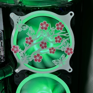 Sakura Butterfly Branch Colored Petals - Gaming Computer Fan Shroud ...