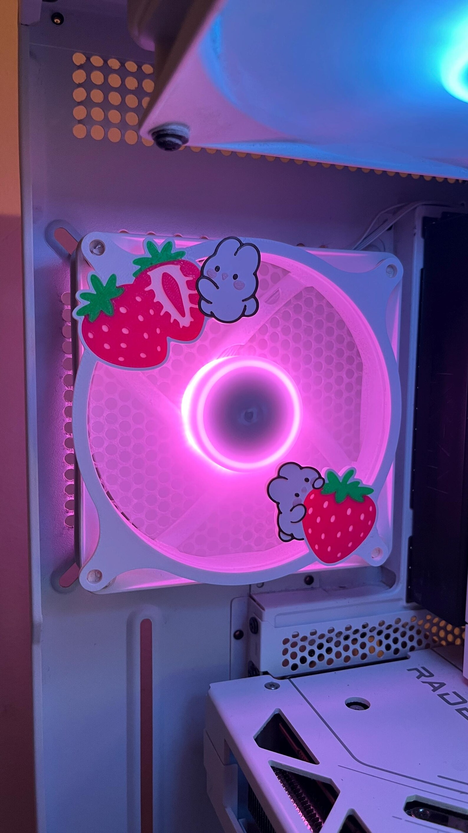 Bunnies Strawberries - Gaming Computer Fan Shroud/ Grill /cover - 120mm ...
