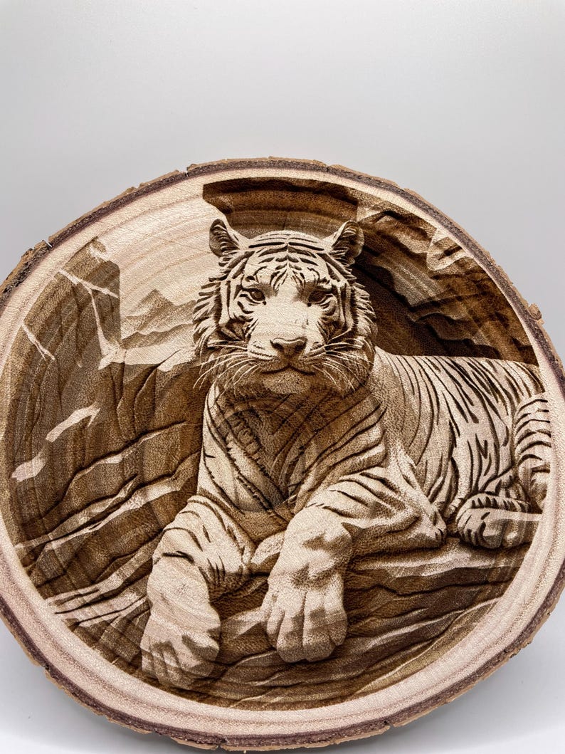 Laser Engraved Animals on Wood Rounds ~live Edge Engraved Animals on ...